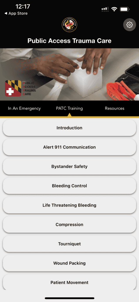 Maryland Public Access Trauma Care Mobile Application: Accessible ...